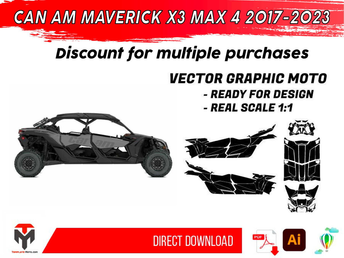 CAN AM MAVERICK X3 MAX 4 2017-2023 UTV Graphics Template Vector ...