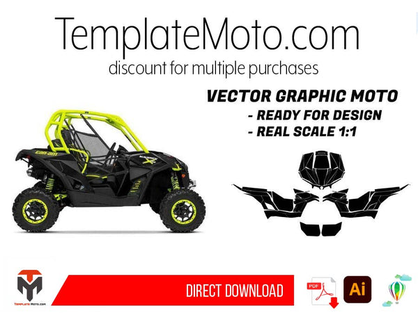 CAN AM Maverick 1000R X DS 1000 Turbo UTV Graphics Template Vector ...