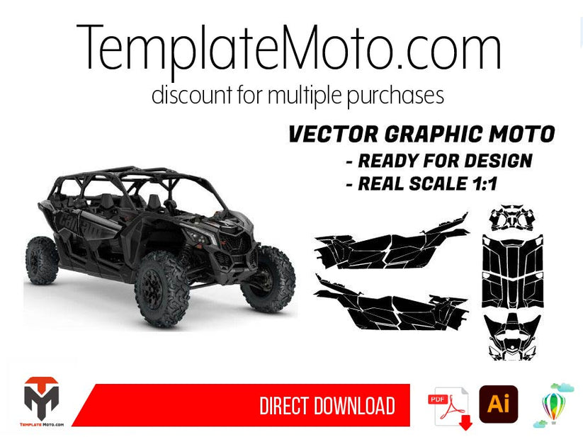 CAN AM Maverick X3 Max (4 Doors) UTV Graphics Template Vector ...