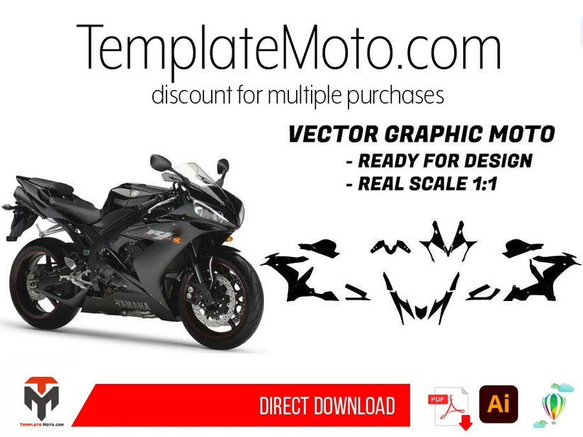 Yamaha YZF R1 (2004-2006) Street Bike Graphics Template Vector ...