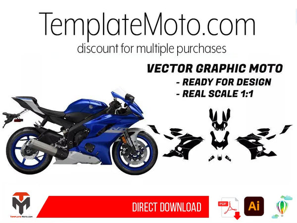 Yamaha YZF R6 2017-2022 Streetbike Graphics Template Vector – TemplateMoto