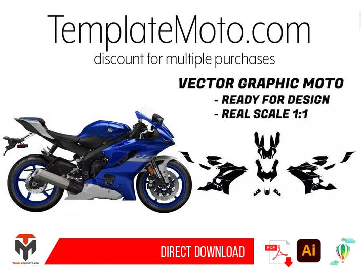 Yamaha YZF R6 2017-2022 Street Bike Graphics Template Vector – TemplateMoto